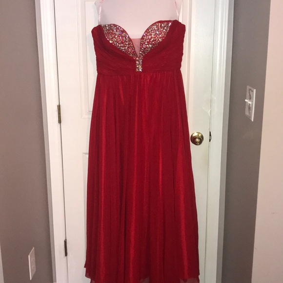 Dresses | Long Red Corset Back Prom Dress | Poshmark